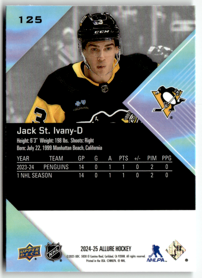 Upper Deck 2024-25 Allure NHL Hockey N° 125 Jack St. Ivany Recrue | eBay