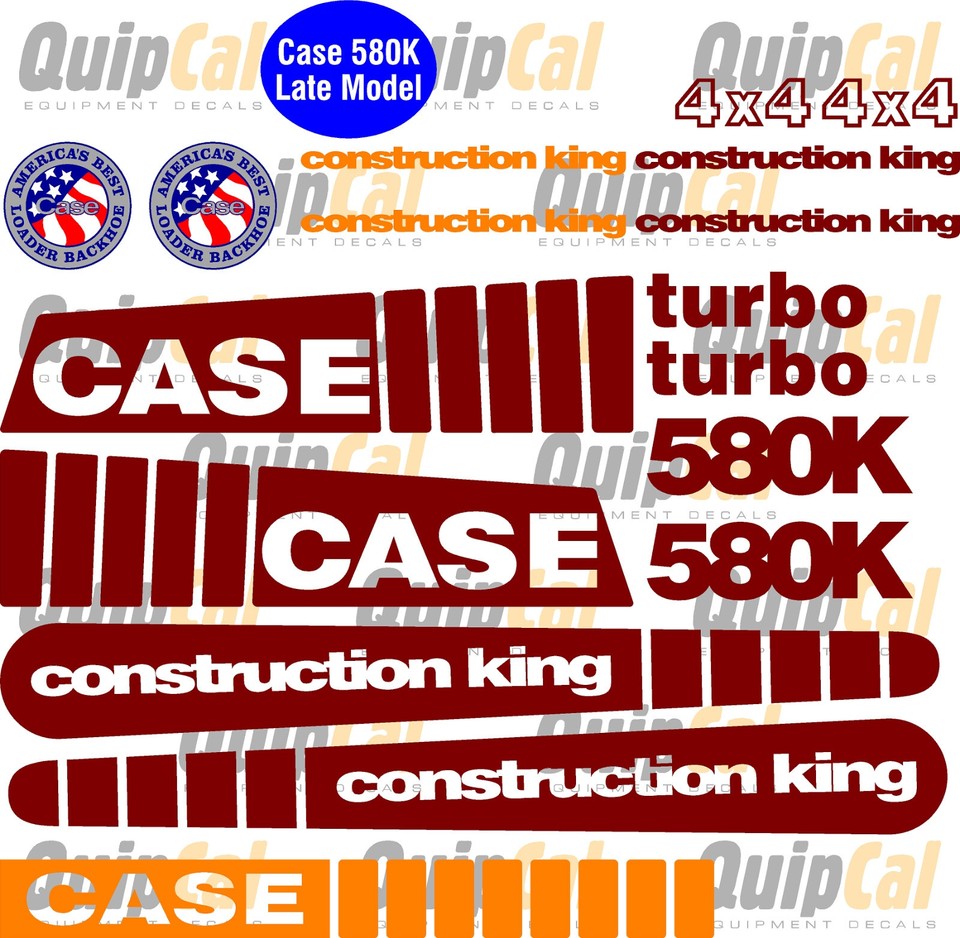 Case 580K Super K Backhoe Decals - Regular or Extendahoe - Early or ...