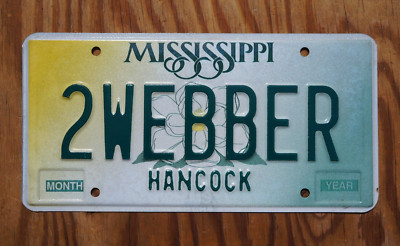 MISSISSIPPI Vanity License Plate - 2 WEBBER | eBay