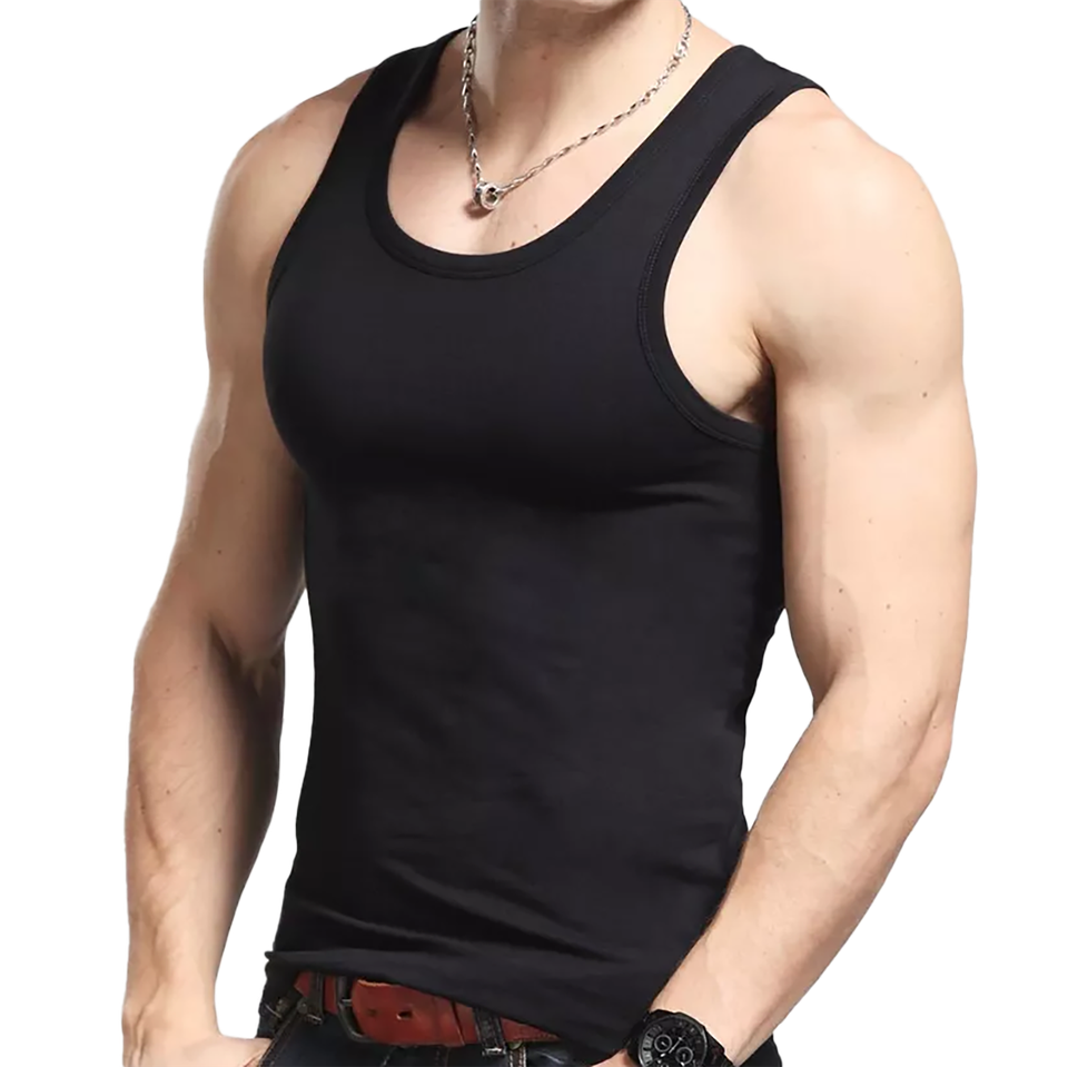 Men's Tank Top 100% Cotton A-Shirt Wife Beater Undershirts Size S-3XL ...