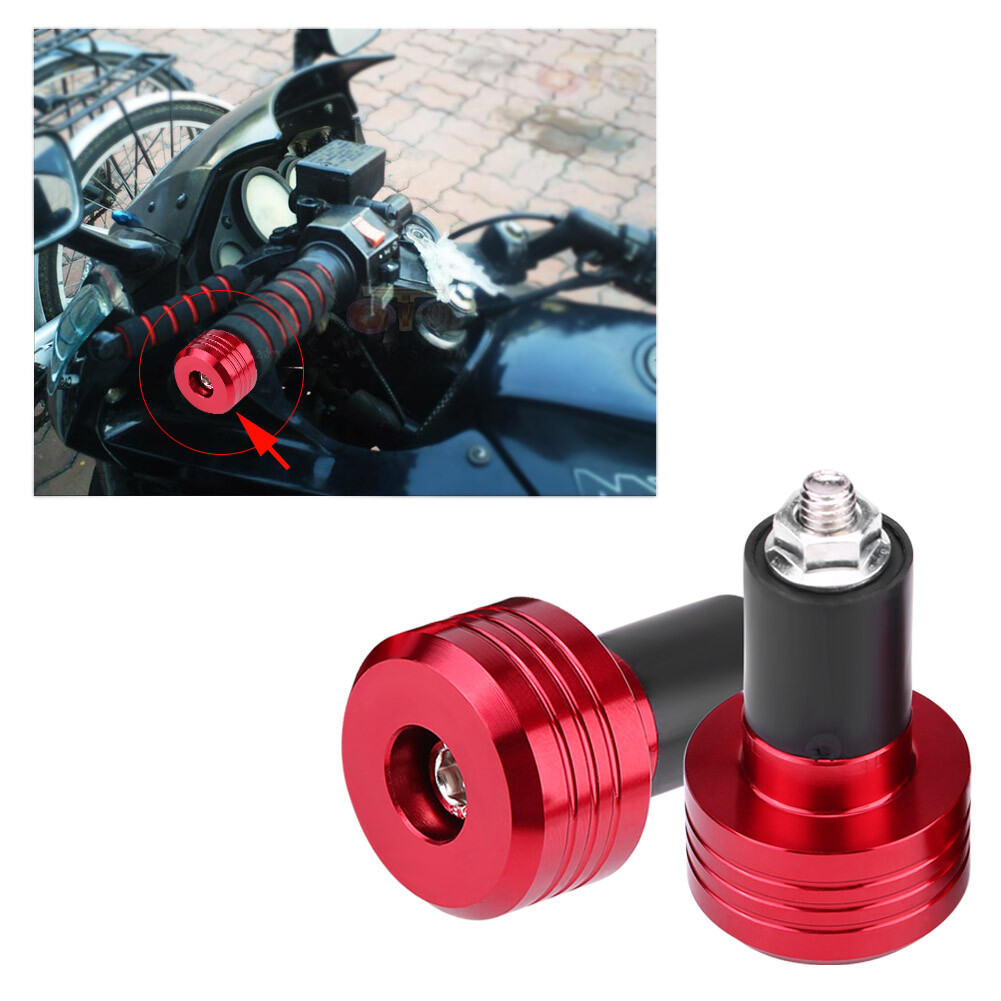 2x Universal Motorcycle 22mm 7/8" Handle Bar Ends Weight Plug Grip Alum ...