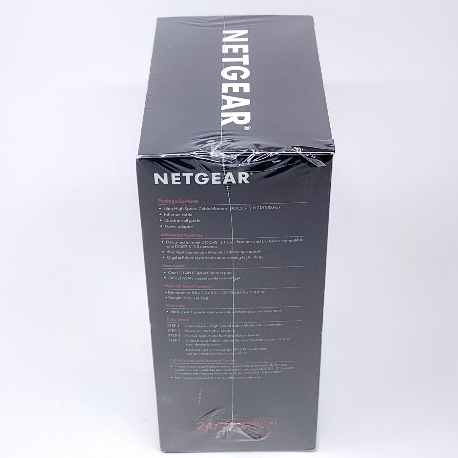 NETGEAR CM1000 Wired-Ethernet (RJ-45) Cable - CM1000100NAS (Black) for ...