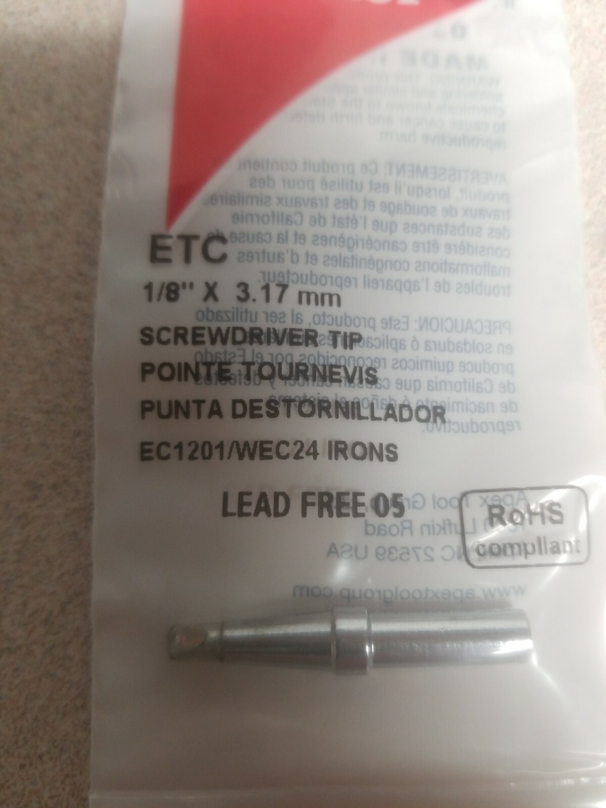 Weller Etc Et Series Screwdriver Solder Tip 3mm for Ec1201a/pes51 for ...