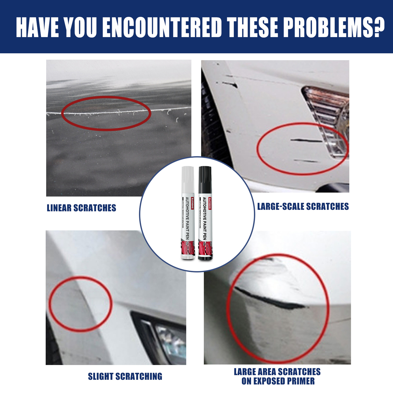 3 Pieces DIY Auto Paint Repair Pen Brush Car Clear Scratch Remover ...