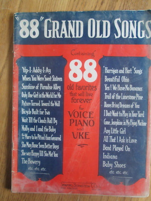 88 GRAND OLD SONGS Music Book 1928 Shapiro Bernstein &Co NYC Ukelele ...