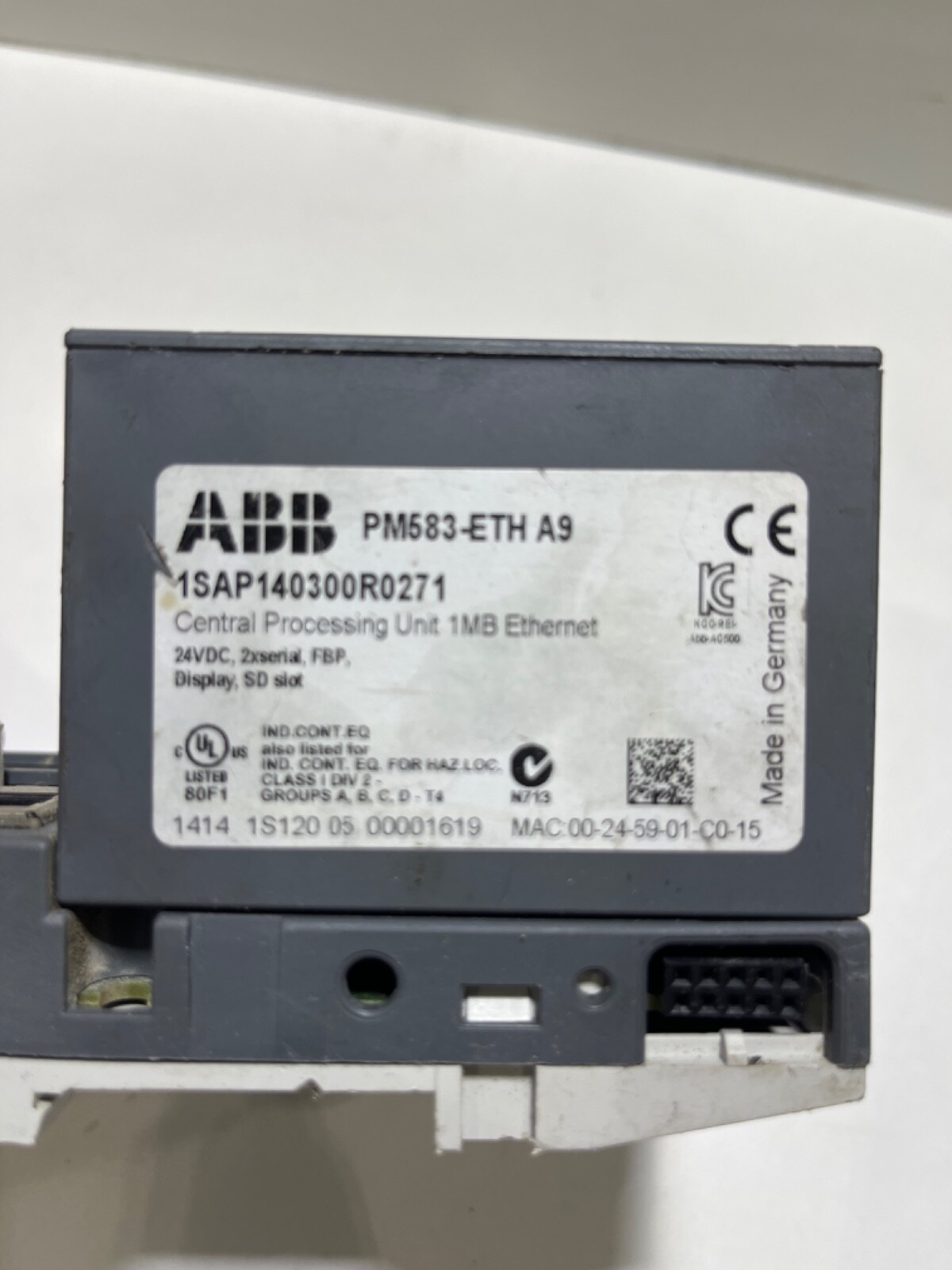 PM583 ABB 1SAP140300R0271 Central Processing Unit 1MB Ethernet PM583-ETH A9 | eBay