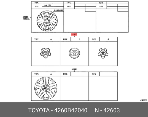 Genuine OE wheel cover, 4260B42040 for TOYOTA 4260B-42040 | eBay