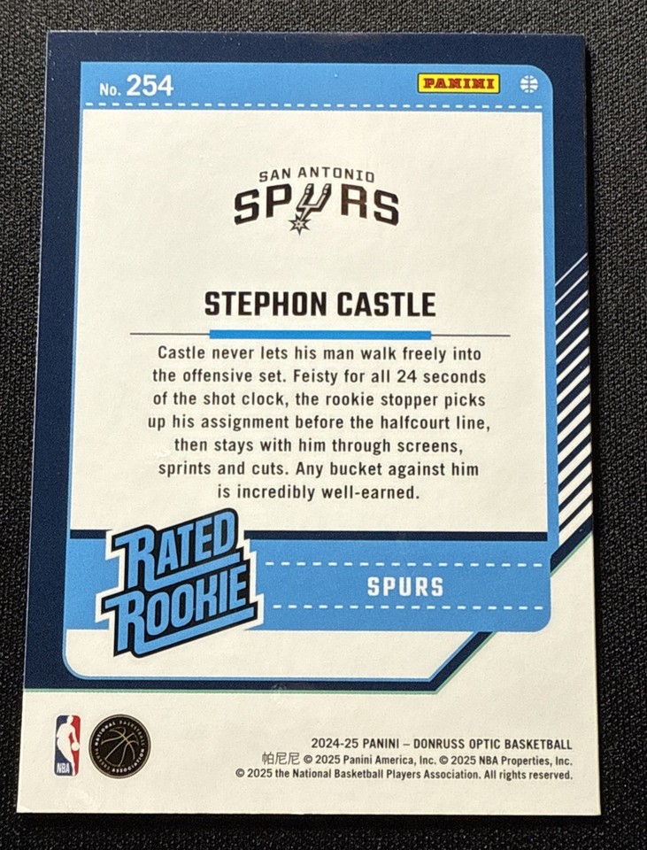 2024-25 Donruss Optic Stephon Castle Base Rookie Card #254 Spurs | eBay