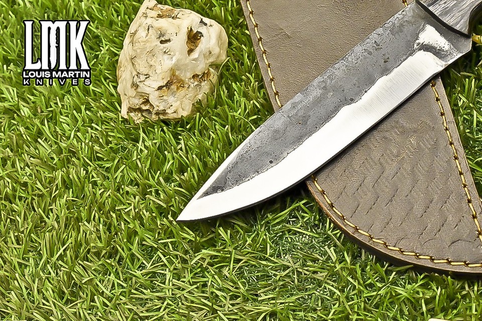 LMK Custom Forged Full Tang Knife ATS-34 Steel Hard Wood Wooden Bolster ...