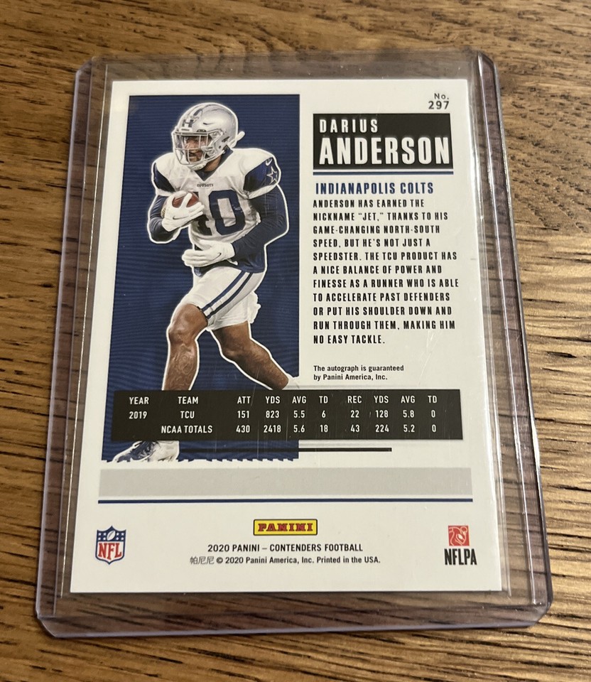 2020 Contenders Darius Jet Anderson RC Rookie Ticket Auto #297 Texans ...