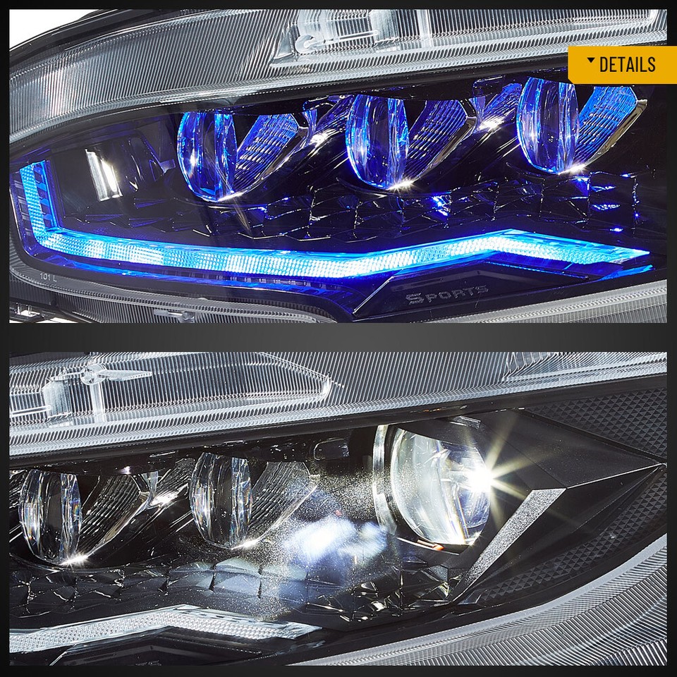 2Pcs Full LED Headlights For 2016-2021 Honda Civic Blue DRL Sequential ...