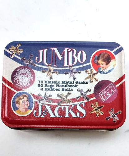 Vtg CHANNEL CRAFTS JUMBO JACKS New Sealed in original tin box 2 Balls ...