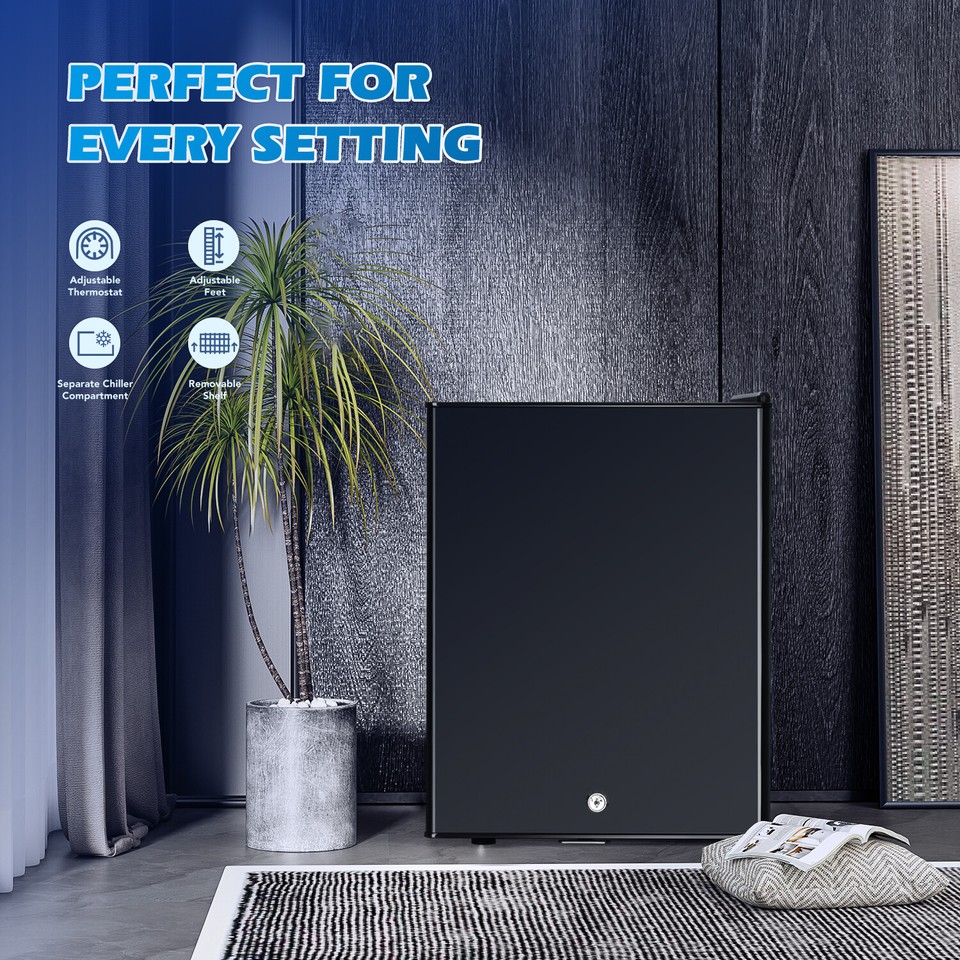 40L Black Tabletop Mini Fridge & Ice Box Freezer, Beer & Drinks Cooler ...