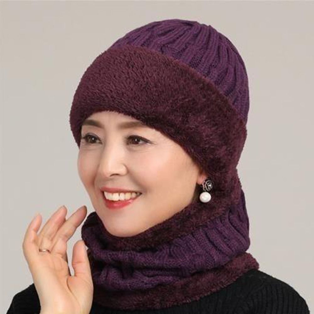 Thicken Coral Fleece Hat Scarf Set Men Knitted Neck Cover Mask Cap ...