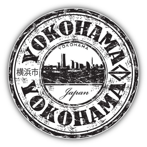 Yokohama City Japan Grunge Travel Stamp Car Bumper Sticker Decal 5" x 5 ...