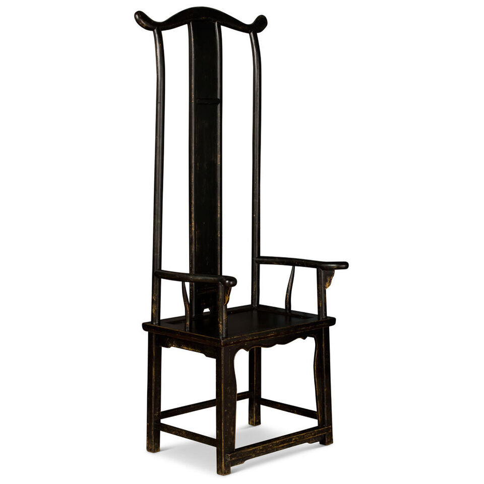 US SELLER - Distressed Black Elmwood Chinese Ming Tall Armchair | eBay