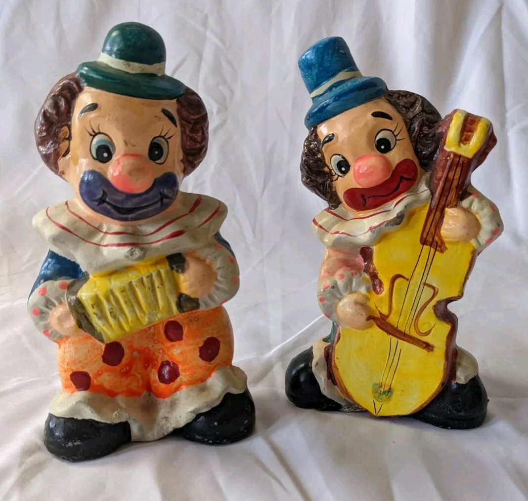 Whimsical Vintage Circus Clown Figurines W/Musical Instruments Banks ...