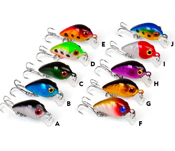 10Pcs Mini Crankbait Minnow Fishing Lure Hook Tackle Hard Bass Bait ...