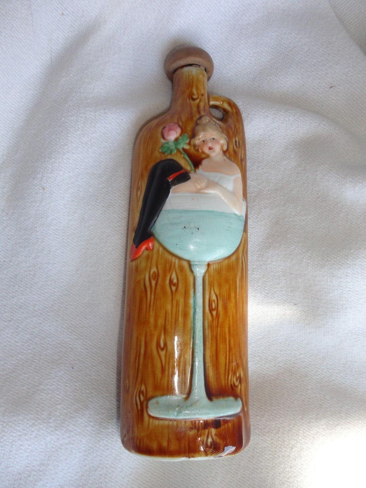 ANTIQUE SHAFER & VATER NAUGHTY FLAPPER GIRL CHAMPAGNE WHISKY FLASK ...