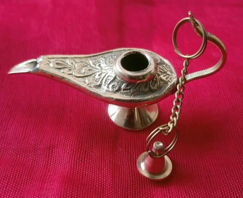 Designer Brass Ornate Oil Lamp Aladin Chirag 4" Incense Burner Home ...