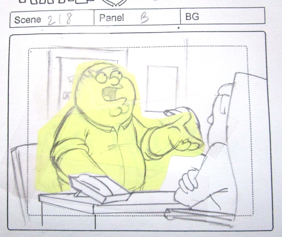 FAMILY GUY FOX Walt Disney ORIGINAL PRODUCTION cel STORYBOARD DRAWING ...
