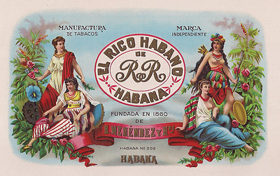 RARE ANTIQUE B. MENEDEZ EL RICO HABANO De RR HABANA No 202 CIGAR BOX ...