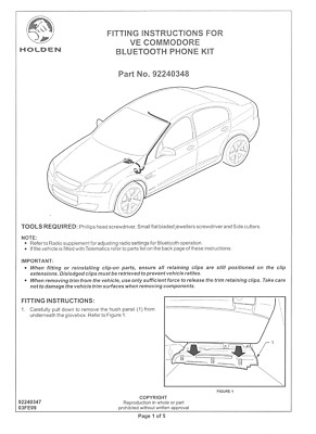 03/02/09 HOLDEN VE COMMODORE BLUETOOTH PHONE KIT FITTING INSTRUCTIONS ...