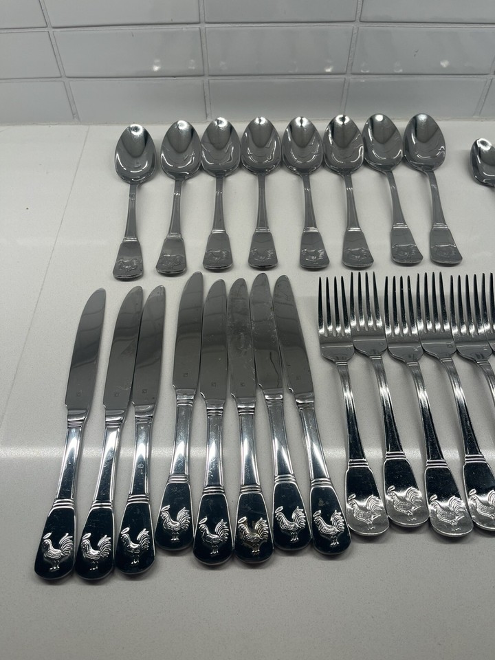 Cuisinart Elite 36 Piece French Rooster Place Setting Flatware Set CFE ...