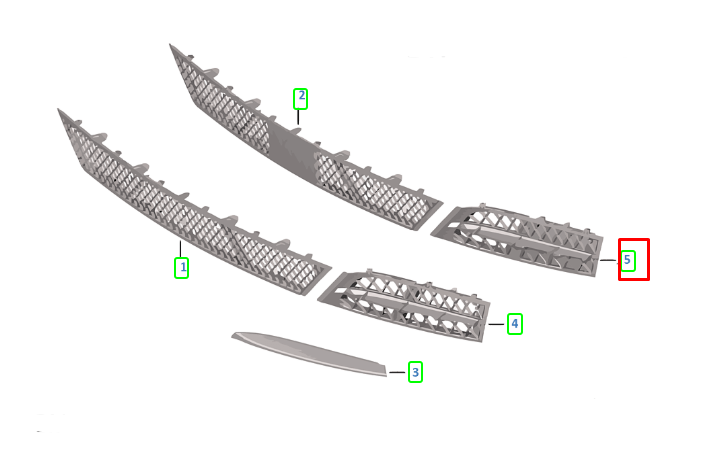 BMW 5 GT F07 Frontstoßstange links unterer Kühlergrill 51117200735 ...