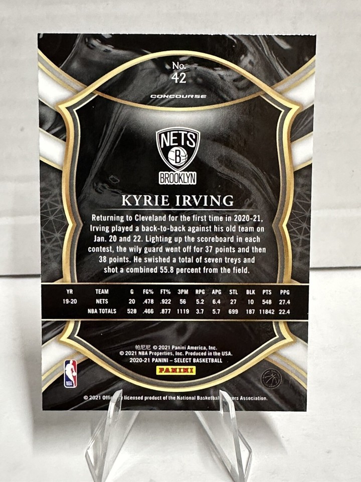2020-21 Panini Select Blue Basketball Card #42 Kyrie Irving Brooklyn ...