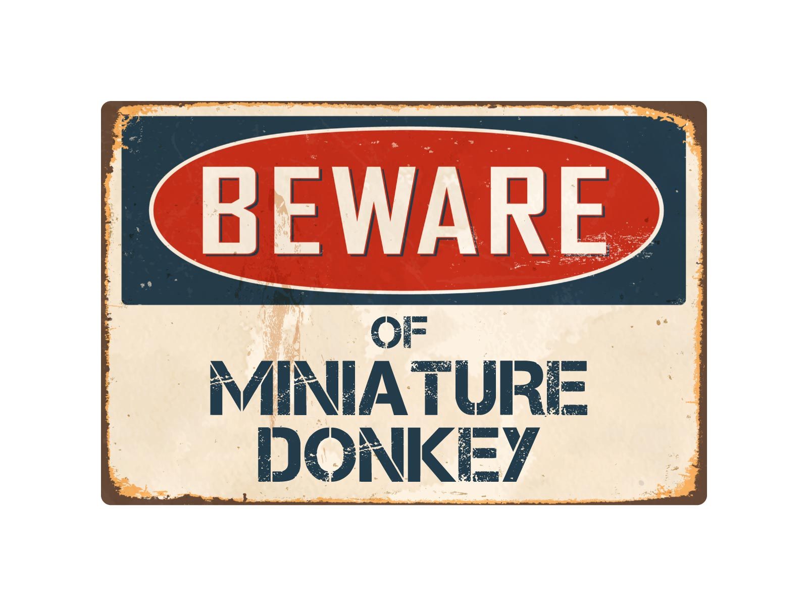 Beware Of Miniature Donkey 8" x 12" Vintage Aluminum Retro Metal Sign ...