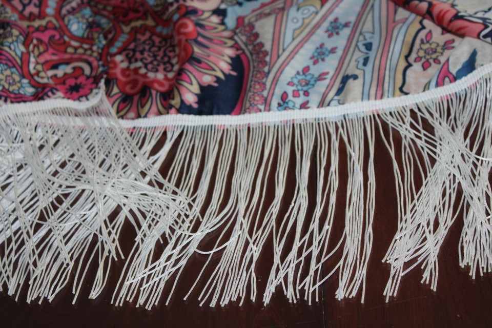 Chicos Small Medium Ella Paisley Fringed Ruana Kimono Boho Colorful ...