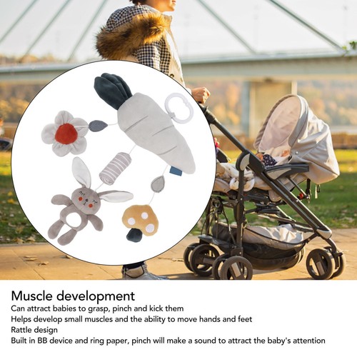 Stroller Rattle Hanging Toy Cute Animal Shape Soft Plush Squeaky Baby ...