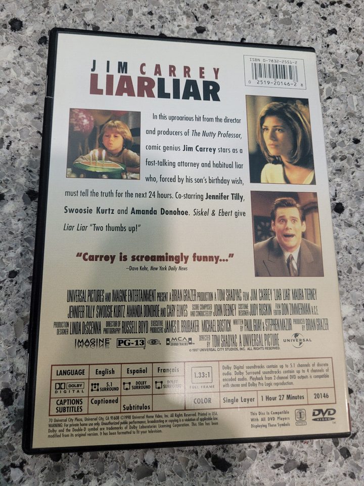 JIM CARREY LIAR LIAR DVD MOVIE | eBay