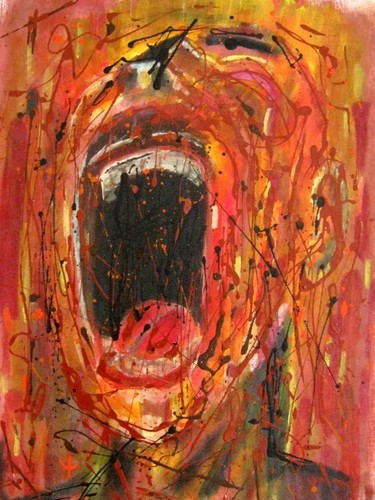 THE CRY Abstract Expressionism Canvas Painting Pop Art Acrylic Oil Red ...