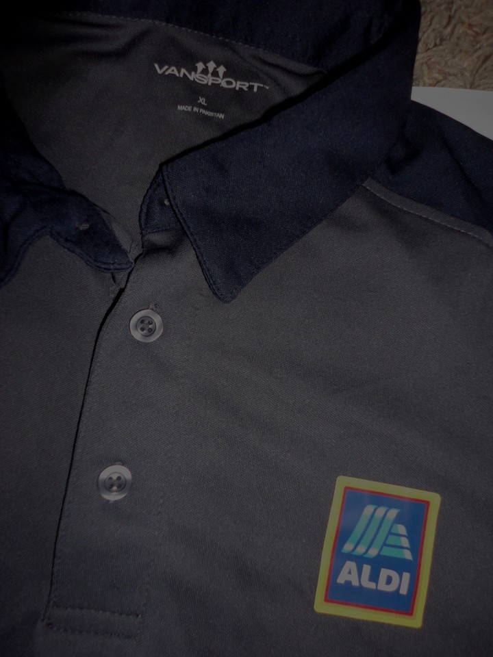 VANSPORT Mens/Womens ALDI GRAY /NAVY EMPLOYEE UNIFORM POLO SHIRT~Size ...
