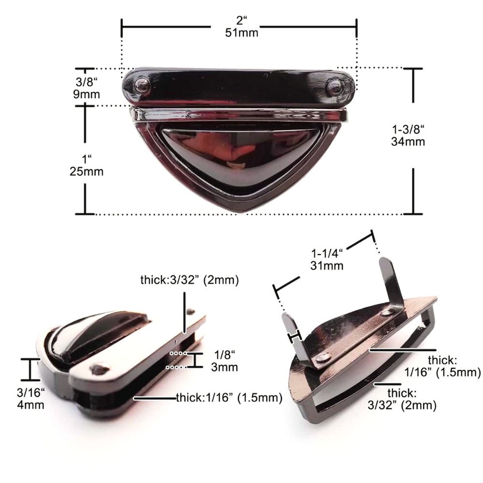 Leather Bag Case Handbag Purse Tuck Lock Closure Catch Clasp Buckle DIY ...