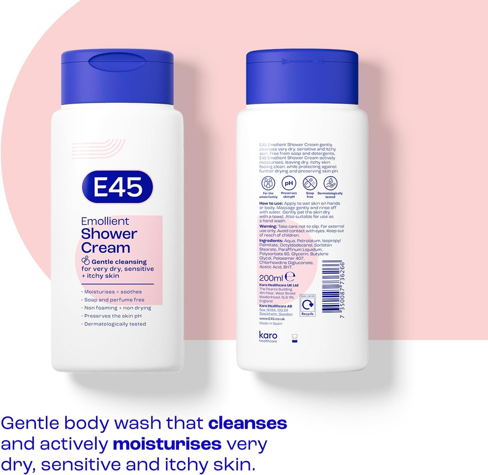 E45 Shower Cream for Dry, Sensitive, and Itchy Skin - Moisturising Body ...