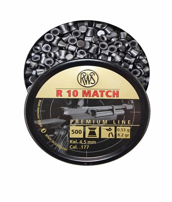 RWS R10 RIFLE MATCH PELLETS .177 CALIBRE AIRGUN PELLETS FLATHEAD 4.50/4 ...