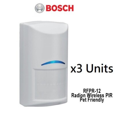 3 x BOSCH Wireless PIR Detector Pet Friendly Radion PIR Sensor RFPR-12 ...