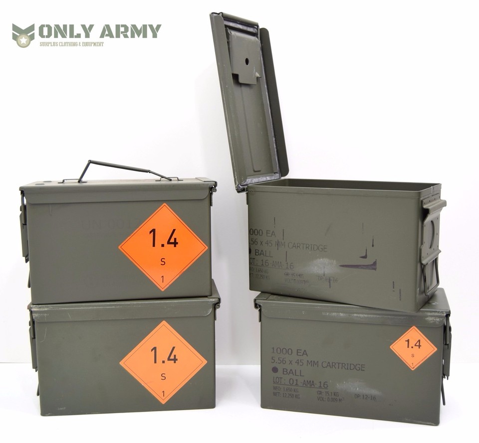 NEW British Army 50Cal Ammo Box Storage Ammunition Surplus Issue Tool ...