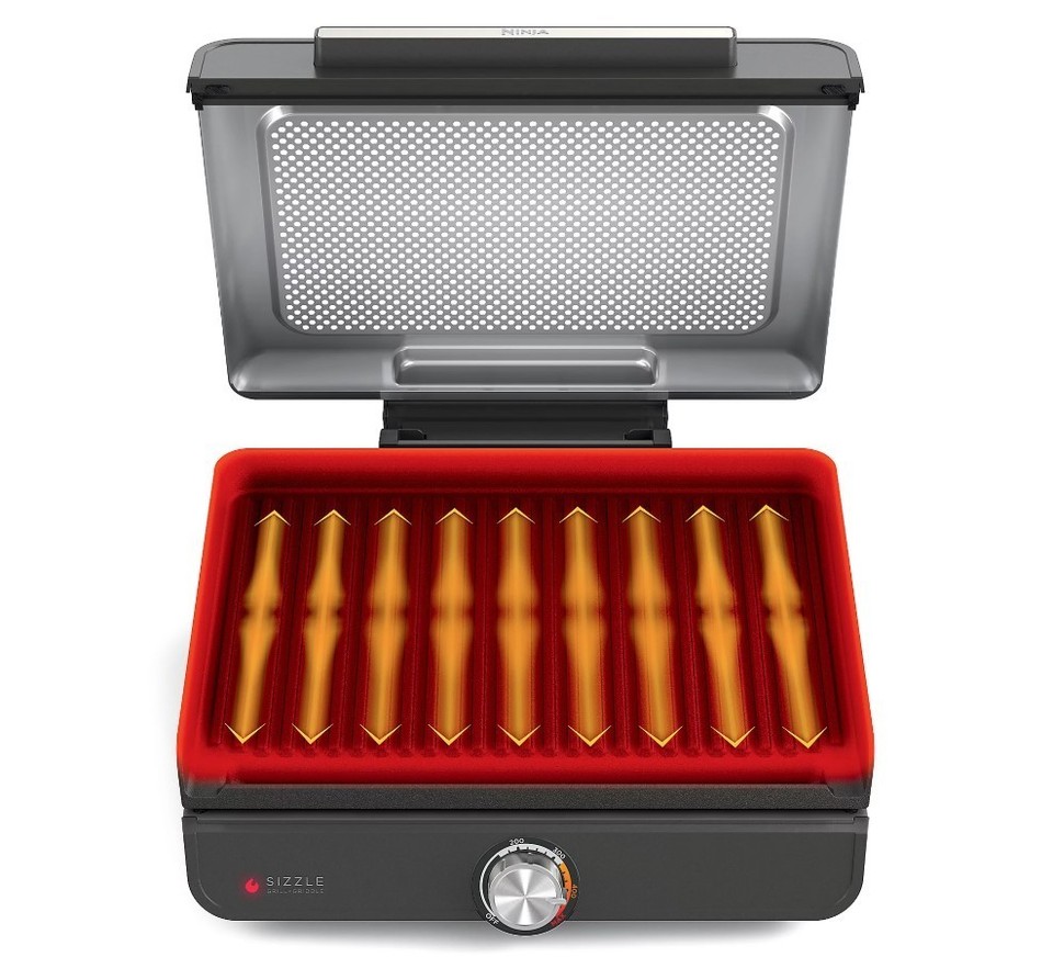 Ninja GR101 Sizzle Smokeless Indoor Grill & Griddle, 14 ...
