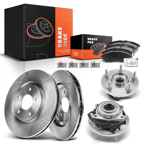 Front Disc Brake Rotor & Brake Pad + Hub Bearing for Chrysler Pacifica ...