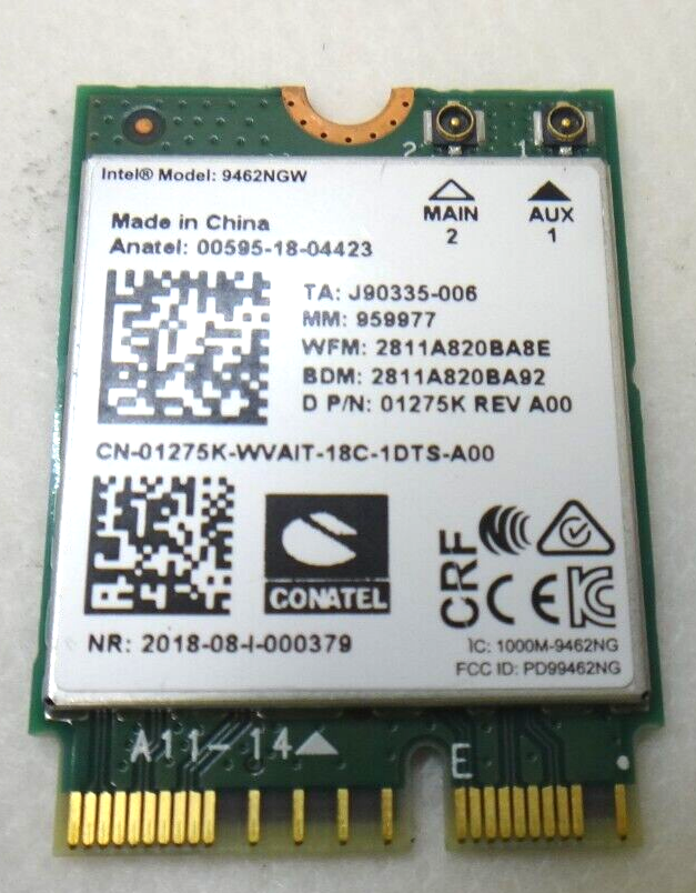 1275K Intel Dual Band Wireless-AC 9462 9462NGW abgn+ac Bluetooth NGFF ...