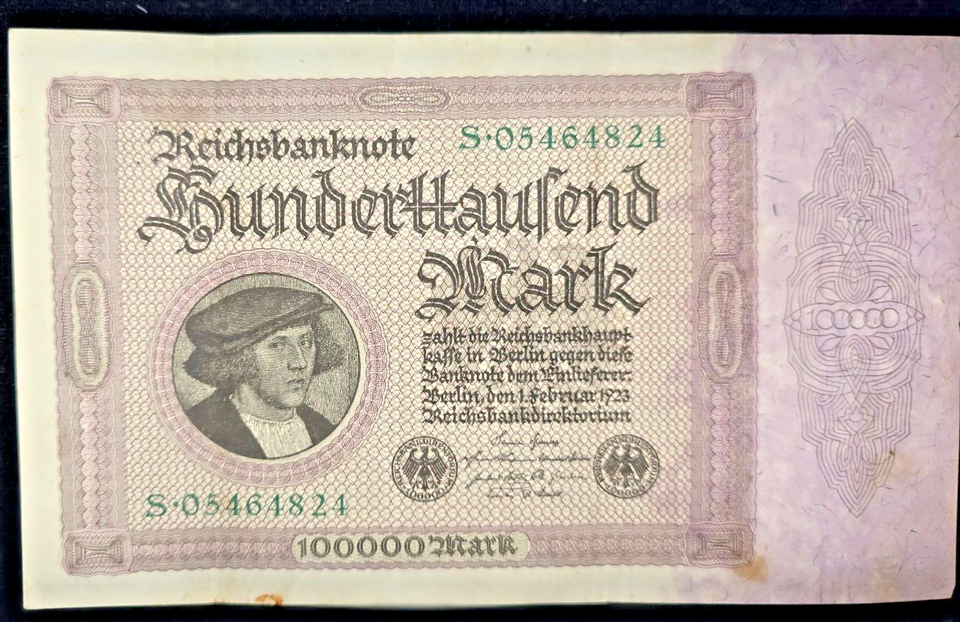 Four Reichsbanknote 100,000 Mark Bank Notes - 1923 | eBay
