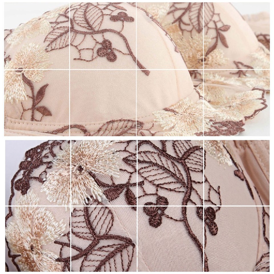 Womens Push Up Bra Underwire Underwear 32-40ABCD Bras New Embroidery ...