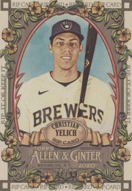 2020 Topps Allen & Ginter's - Rip Cards Christian Yelich #RIP-99 Ripped ...