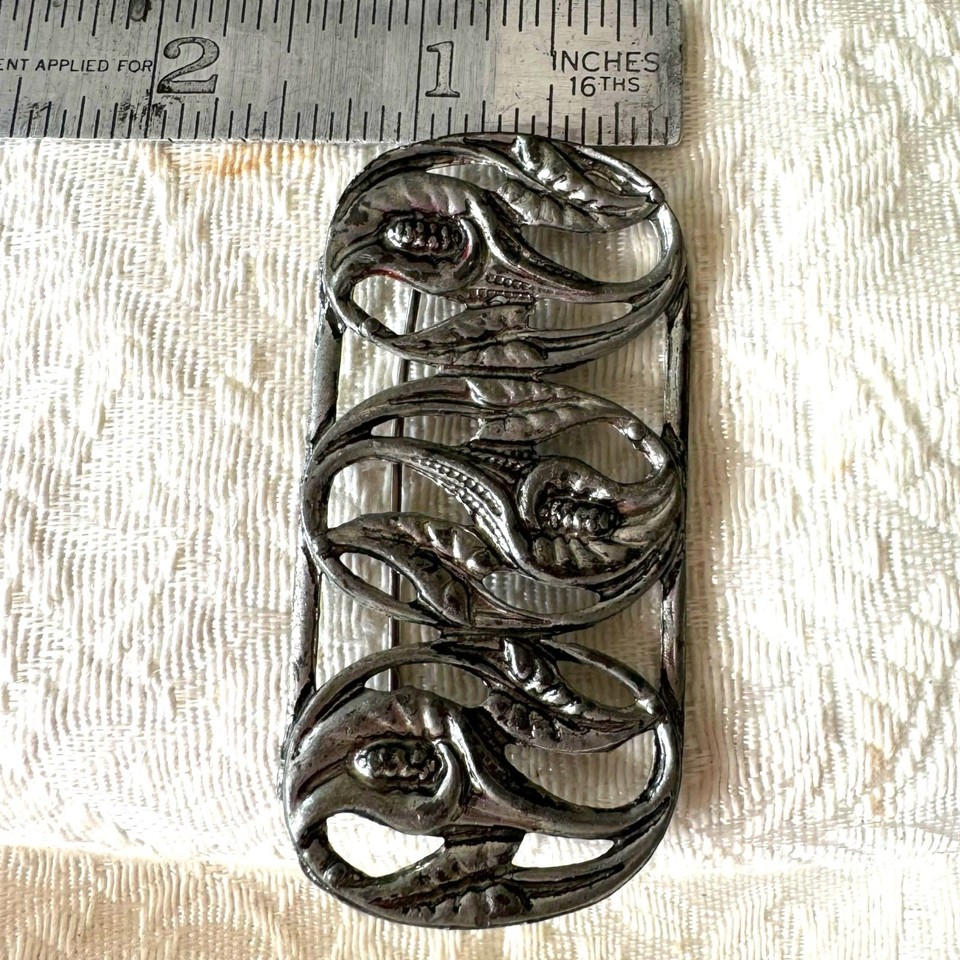1930’s Vintage Art Deco Calla Lily Large Silver Pot Metal Flower Brooch ...