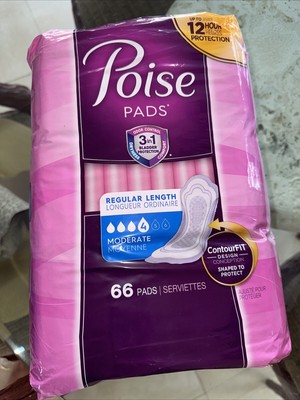 Poise #4 Pads Regular Length Moderate Absorbency, 66 Count, Disheveled ...