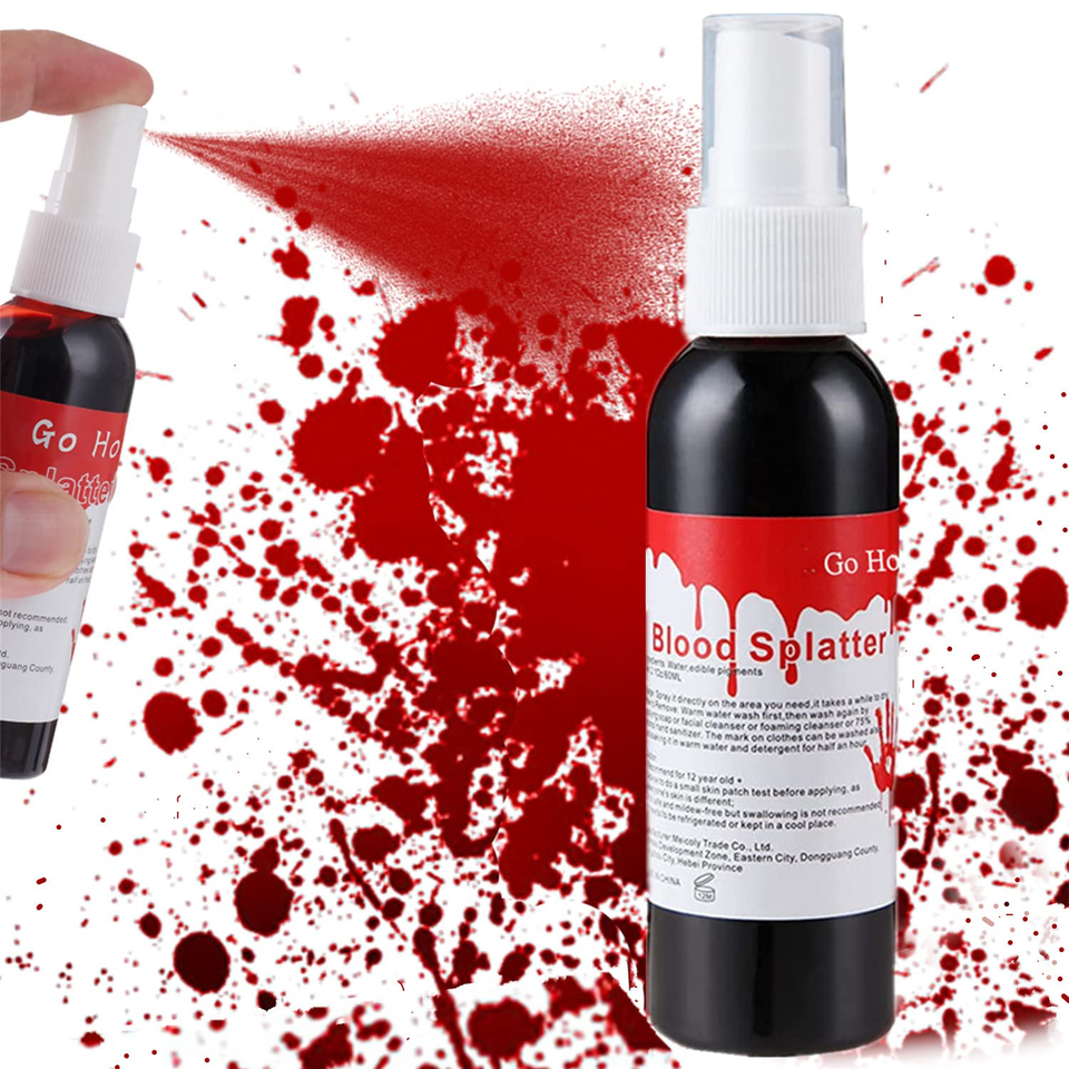 Blood Splatter Fake Blood Washable(2.1 Oz),Halloween Fake Blood Spray ...